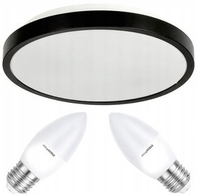 BERGE LED stropní svítidlo 2xE27 IP20 LARI - R ČERNÉ + 2x E27 10W - teplá bílá