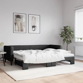 Válenda s přistýlkou a matracemi černá 80 x 200 cm textil 3196593