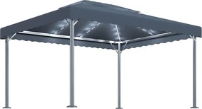 Altán se světelnými LED řetězy 400 x 300 cm antracitový hliník 3070352