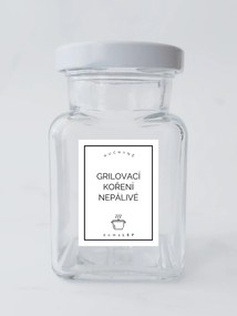 Samolepka na kořenky GRILOVACÍ KOŘENÍ NEPÁLIVÉ bílá 3 × 4 cm základní písmo