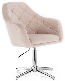 LuxuryForm DESIGN Křeslo ANDORA VELUR na stříbrném kříži - krémové