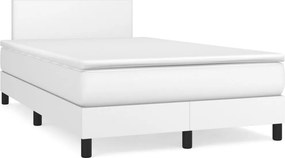Box spring postel s matrací bílá 120x200 cm umělá kůže 3140994