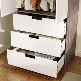 HOMCOM Moderní Šatní Skříň pro Dospělé s 3 Zásuvkami a Zavěsným Tyčí, Rozměry 80Š x 50H x 180V cm, Hnědá
