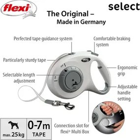 Flexi Select M pásek 7m světle šedé / Vodítko
