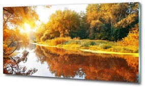 Wallmuralia Foto obraz sklo tvrzené Řeka na podzim 100x50