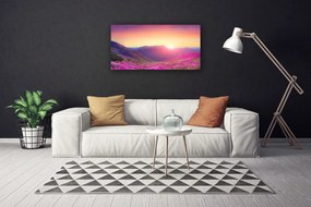 Obraz na plátně Slunce Hory Louka Příroda 125x50 cm