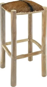 Barová stolička kozí kůže a masivní teak 244544
