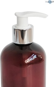 Dávkovač na mýdlo 300 ml hnědý s bílo-stříbrnou pumpičkou BELA