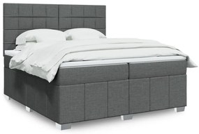 Box spring postel s matrací tmavě šedá 200x200 cm textil 3291776