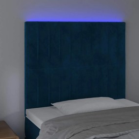 Čelo postele s LED tmavě modré 90x5x118/128 cm samet 3122702
