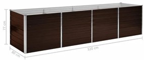 vidaXL Marketos Zahradní vyvýšený záhon hnědý 320 x 80 x 77 cm pozinkovaná ocel