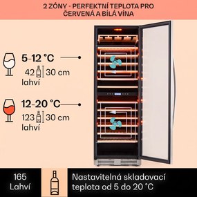 Klarstein Vinovilla Grande Duo, vinotéka, 425 l/165 lahví, 3barevné LED osvětlení