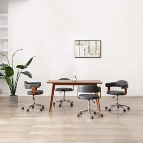 vidaXL Otočné jídelní židle 4 ks ohýbané dřevo a textil [3054894] Barva: krémová