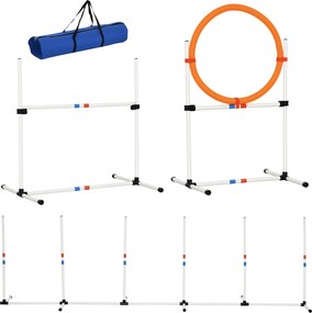 PawHut 3dílná souprava pro trénink agility pro psy včetně snadno přenosné tašky - plastová Bílá+Žlutá | Aosom
