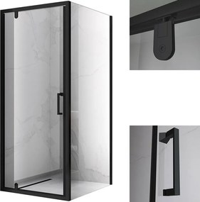 BPS-koupelny Čtvercový sprchový kout HYD-OK04B-BL 80x80 černá/transparent - bez vaničky