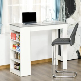 HOMCOM Barový stůl s vysokým bistro stolem a 4-podlažní policí Moderní melaminový stůl do kuchyně pro jídelnu a obývací pokoj 115x50x102,7 cm Bílá a …