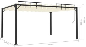 vidaXL Marketos Altán s lamelovou střechou 3 x 4 m krémová tkanina a hliník
