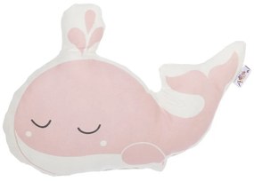Růžový dětský polštářek s příměsí bavlny Apolena Pillow Toy Whale, 35 x 24 cm