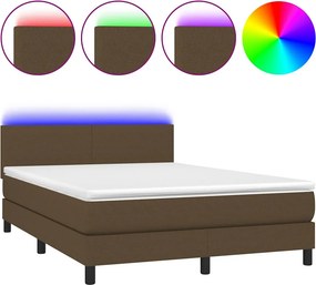 Box spring postel s matrací a LED tmavě hnědá 140x200 cm textil 3133000
