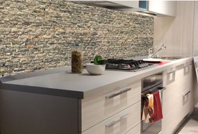 DIMEX | Fototapeta do kuchyně Stará cihlová zeď KI-180-254 | 180 x 60 cm | hnědá, béžová, šedá