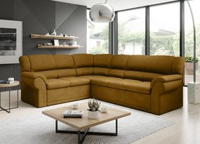 Rozkládací rohová sedačka ALEXIA DELUXE 270x220 levý roh okrová