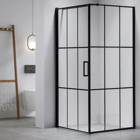 BPS-koupelny Čtvercový sprchový kout HYD-SK13A 80x80 černý/transparent + vanička HYD-OSV-SXL02A bílá