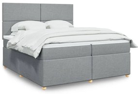 Box spring postel s matrací světle šedá 200 x 200 cm textil