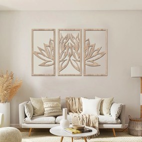 dřevo života 3dílny obraz LOTOSOVÝ KVĚT Barevný vzor: Bílá, Rozměry (cm): 124x80