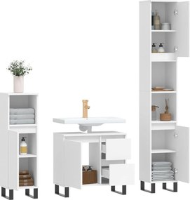 3dílný set koupelnového nábytku bílý kompozitní dřevo 3190229
