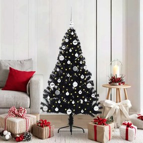 Umělý osvětlený vánoční stromeček Černá 150 cm PVC 3397133