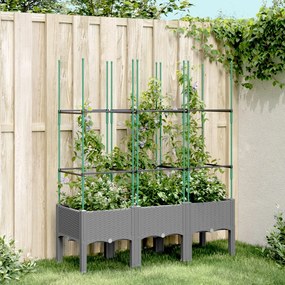 Zahradní truhlík s treláží světle šedý 120 x 40 x 142,5 cm PP