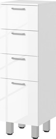 kleankin Moderní pomocný koupelnový kabinet se 4 zásuvkami a 4 nohami, úložný kabinet do obývacího pokoje a ložnice, proti převrhnutí, nosnost 30 kg,