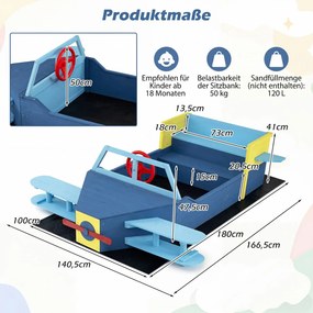 Costway Pískoviště dětský kluzák pískoviště dřevěné s otočným volantem barevnou