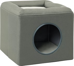 PawHut kočičí jeskyně s dvěma úrovněmi, kočičí pelíšek s polštářem, psí dům pro kočky do 5 kg, 36,5 x 36,5 x 33 cm, zelená | Aosom