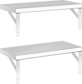 Nástěnné police 2 ks 50 x 23,5 cm stříbrné nerezová ocel 3214510
