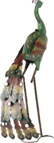 Zahradní kovová figurka Peafowl Duo, 78 cm, zelená/modrá