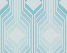 Vliesová tapeta retro, geometrická - modrá 395321 / Tapety na zeď 39532-1 retro Chic (0,53 x 10,05 m) A.S.Création