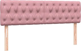 Box spring postel s matrací a LED růžová 160x210 cm samet 3317180
