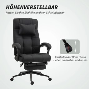 Ergonomická kancelářská židle Vinsetto s nastavitelným opěradlem, hlavovou opěrkou, opěrkami na ruce a výškově nastavitelná otočná židle s podnožkou …