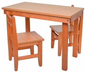 Dřevěný stůl se dvěma židlemi pro dvě děti - barva zlatý dub