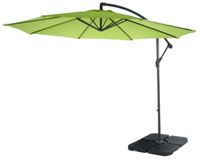 Slunečník Acerra Ø 3m se zátěží - polyester/ocel - zeleno-citronová