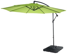 Slunečník Acerra Ø 3m polyester/ocel - zeleno-citronový se stojanem