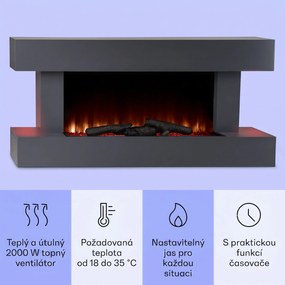 Klarstein Studio Light & Fire 1 Smart, elektrický krb, 1000/2000 W, MDF, WiFi Control