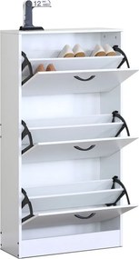 Výklopný botník se 3 přihrádkami COMPACT White, bílá, 3 patra