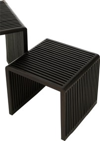 Sada 2 konferenčních stolků Cubic z teaku černá – 50*45*50 / 40*40*35 cm
