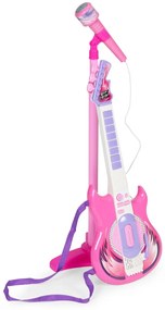 Dětská elektrická kytara se stojanem a mikrofonem Deciz růžová