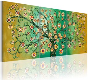 Obraz Abstrakce (3-dílný) - strom s barevnými listy na pozadí zeleně