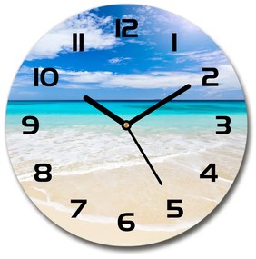 Wallmuralia Skleněné hodiny kulaté Tropická pláž fi 30 cm