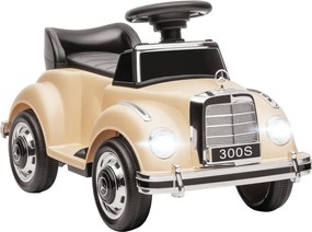 HOMCOM Elektrické auto pro děti, Dětské auto Mercedes-Benz 6V s hudbou, 18-48 měsíců, Béžové | Aosom
