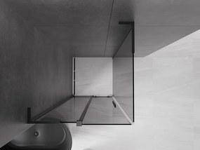 Mexen Velar L, sprchový kout s posuvnými dveřmi 90 x 90 cm, 8mm šedé sklo, černá matná, 871-090-090-43-70